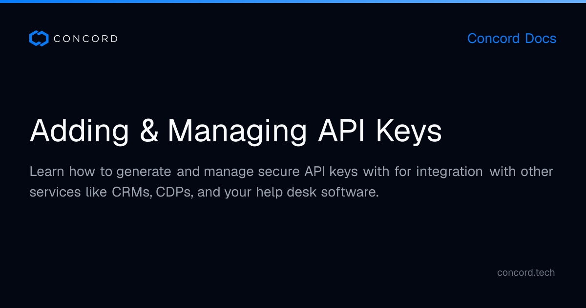 Adding & Managing API Keys | Concord